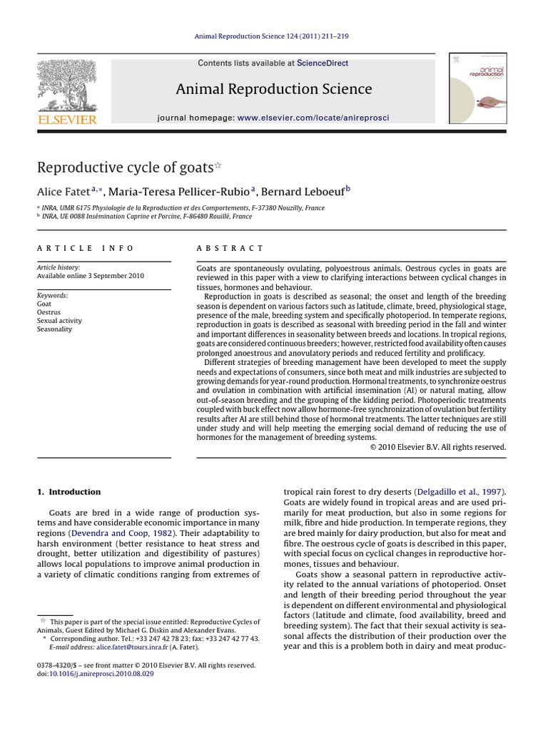 Animal Reproduction Science: Reproductive Cycle of Goats | PDF ...