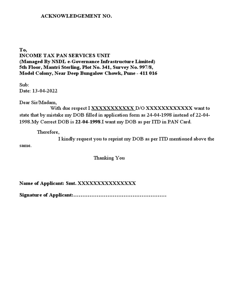 Clarification For Pan - DOB | PDF