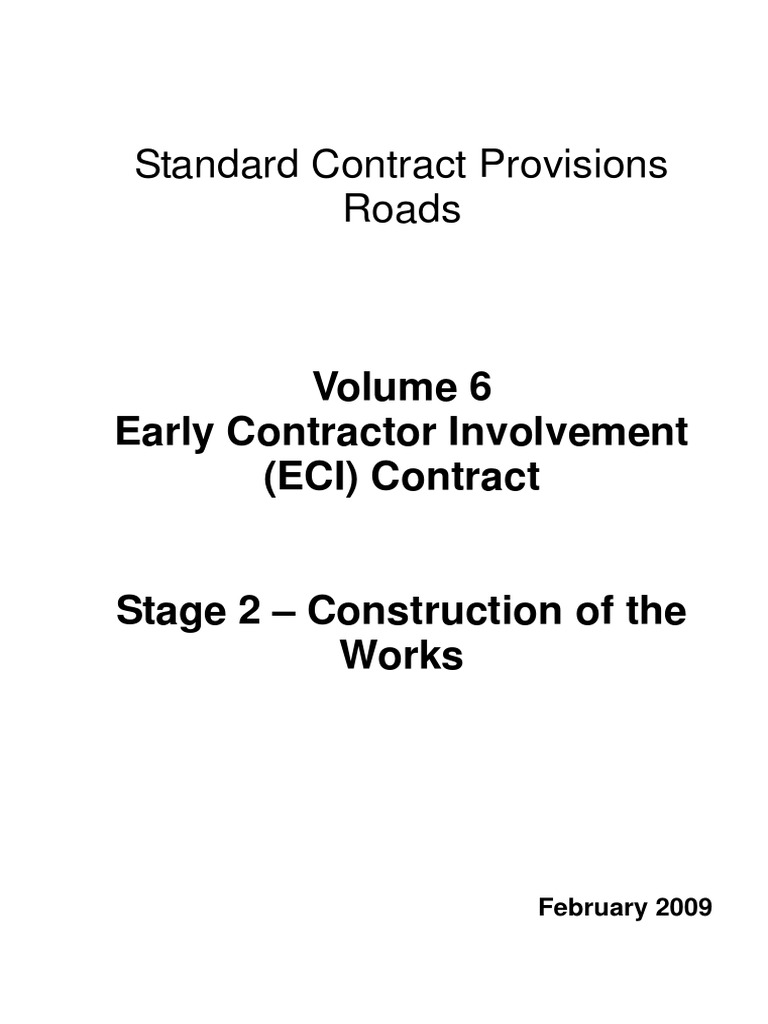 Standard Contract Provisions Roads: Early Contractor Involvement (ECI ...