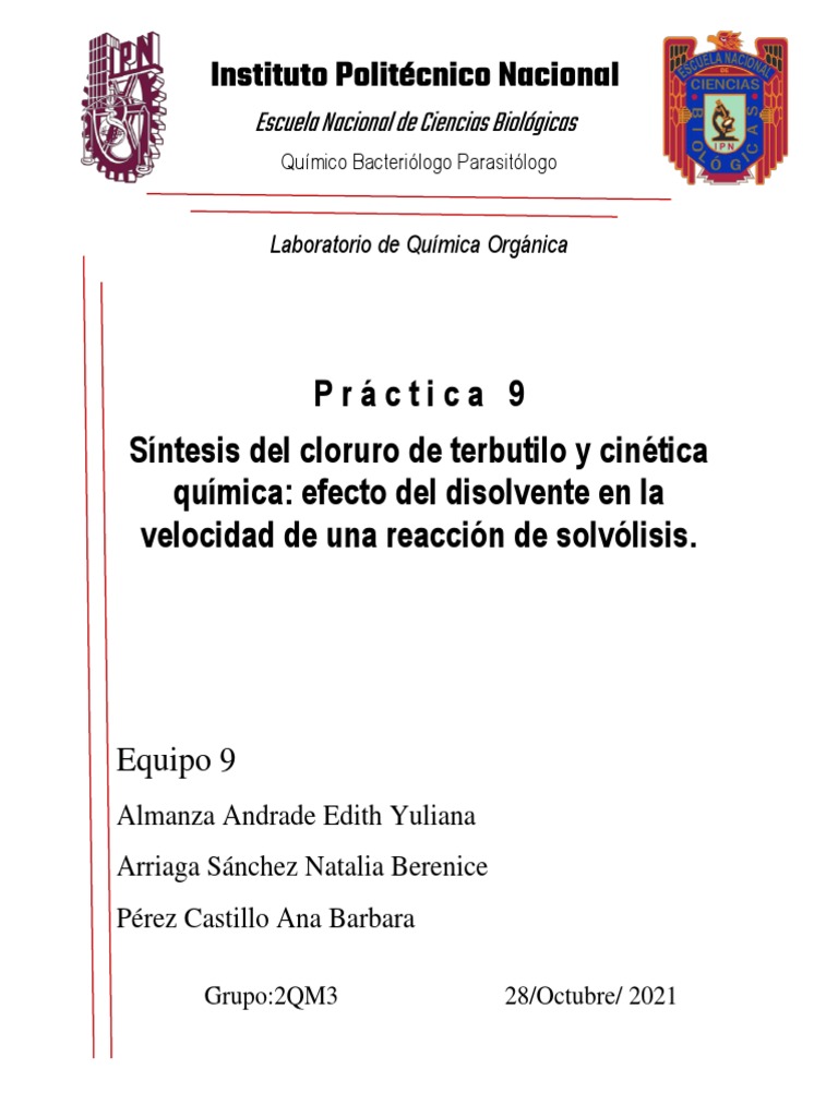 Análisis de La Técnica Práctica 9 Síntesis Del Cloruro de Terbutilo ...