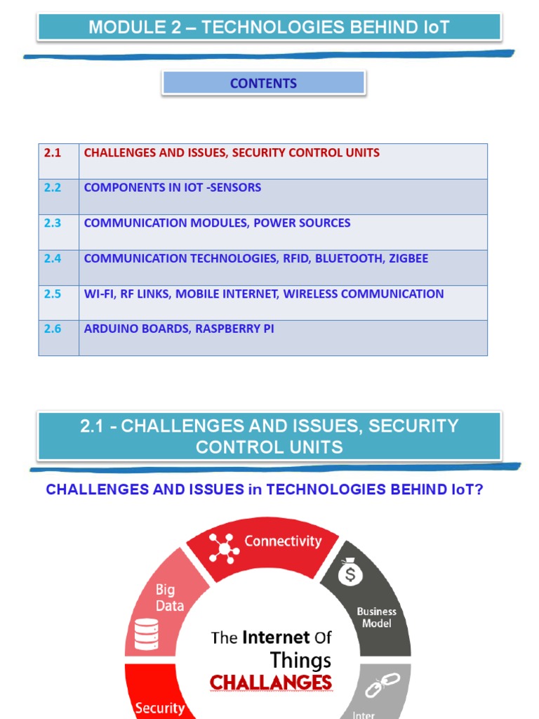 Module 2 - Technologies Behind Iot: 2.1 Challenges and Issues, Security Control Units | PDF ...