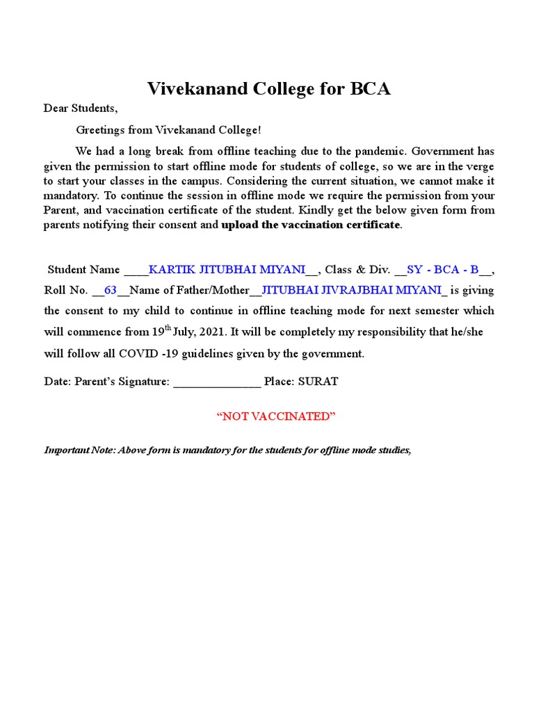 Consent Form BCA Submition | PDF | Career & Growth | Finance & Money ...