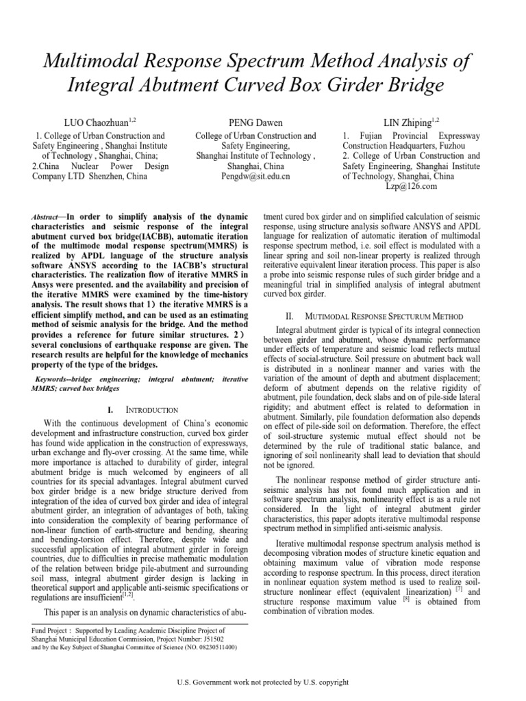 Multimodal Response Spectrum Method Analysis of Integral Abutment ...