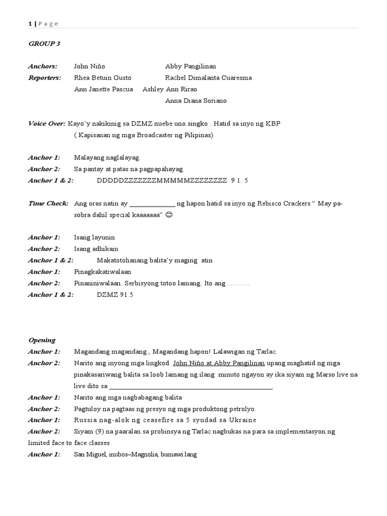 Group 3 Radio Broad Script 1 | PDF