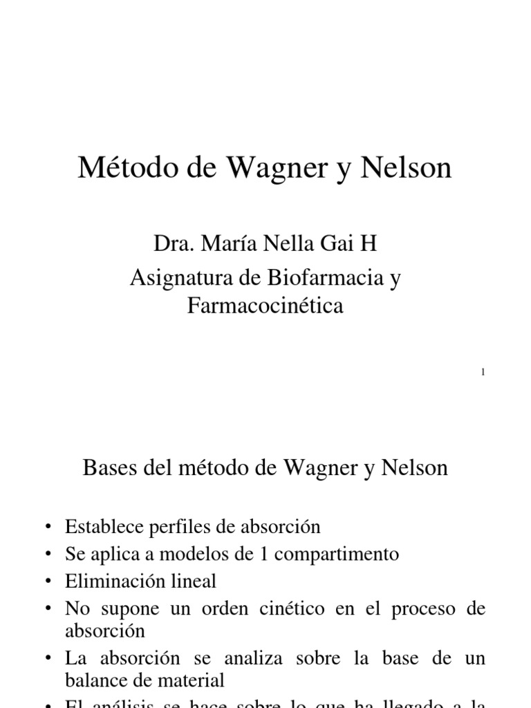 Método de Wagner y Nelson en Biofarmacia | PDF | Productos de la ...