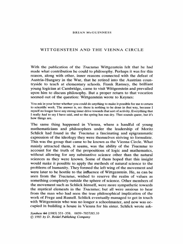 Wittgenstein and He Vienna Circle | PDF | Ludwig Wittgenstein | Empiricism