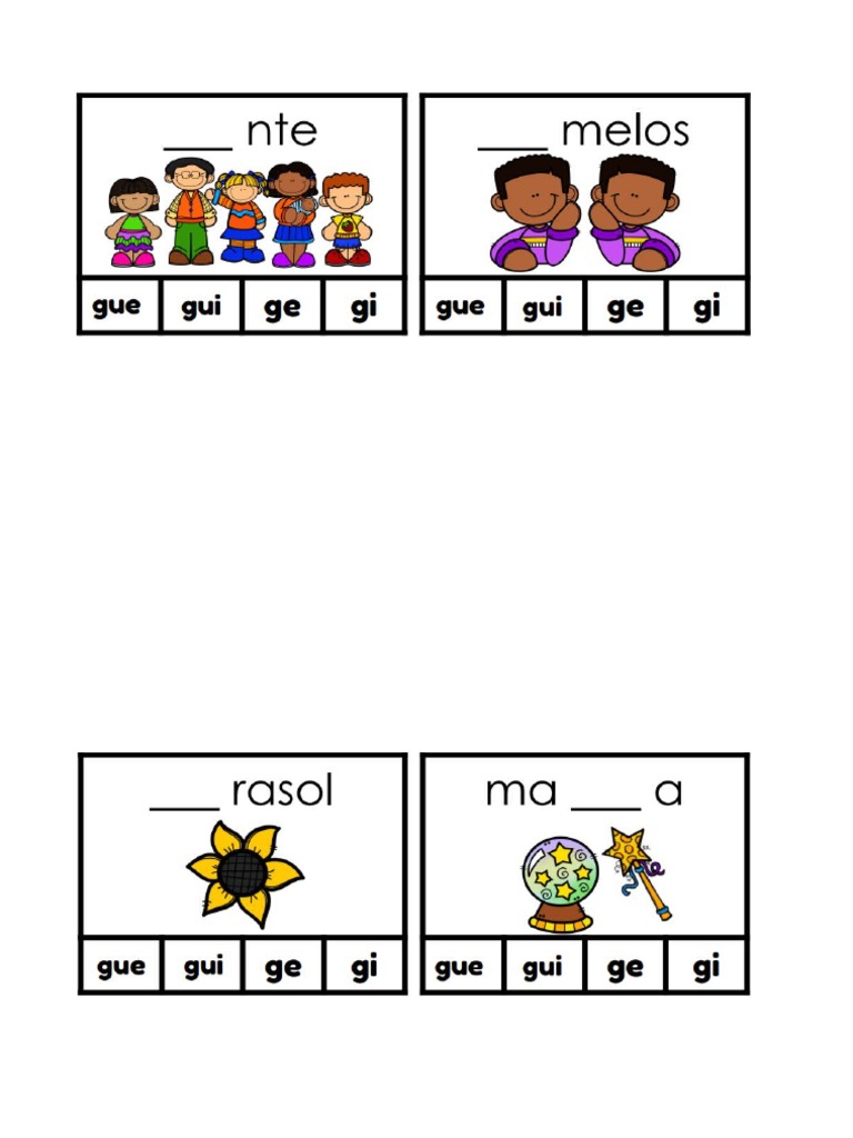 Tarjetas Gue Gui Ge Gi | PDF