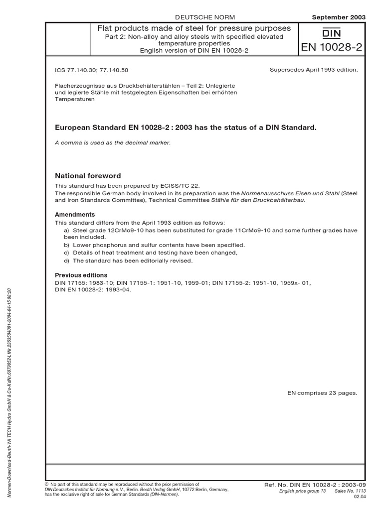 Din en 10028 - 2 e | PDF