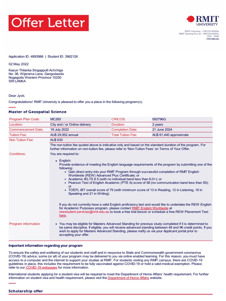 Jyoti Offer Letter | PDF | Travel Visa | Fee