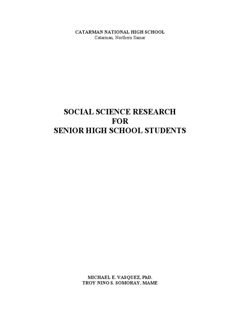 Social Science Research FOR Senior High School Students | PDF ...