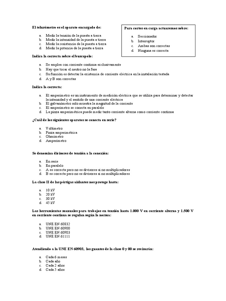 Examen Electricidad | PDF | Corriente eléctrica | Energia electrica