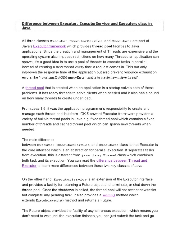 Difference Between Executor Exe Service | PDF | Thread (Computing ...