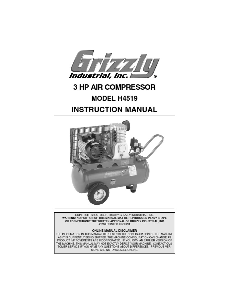 Air Compressor Manual | PDF | Motor Oil | Belt (Mechanical)