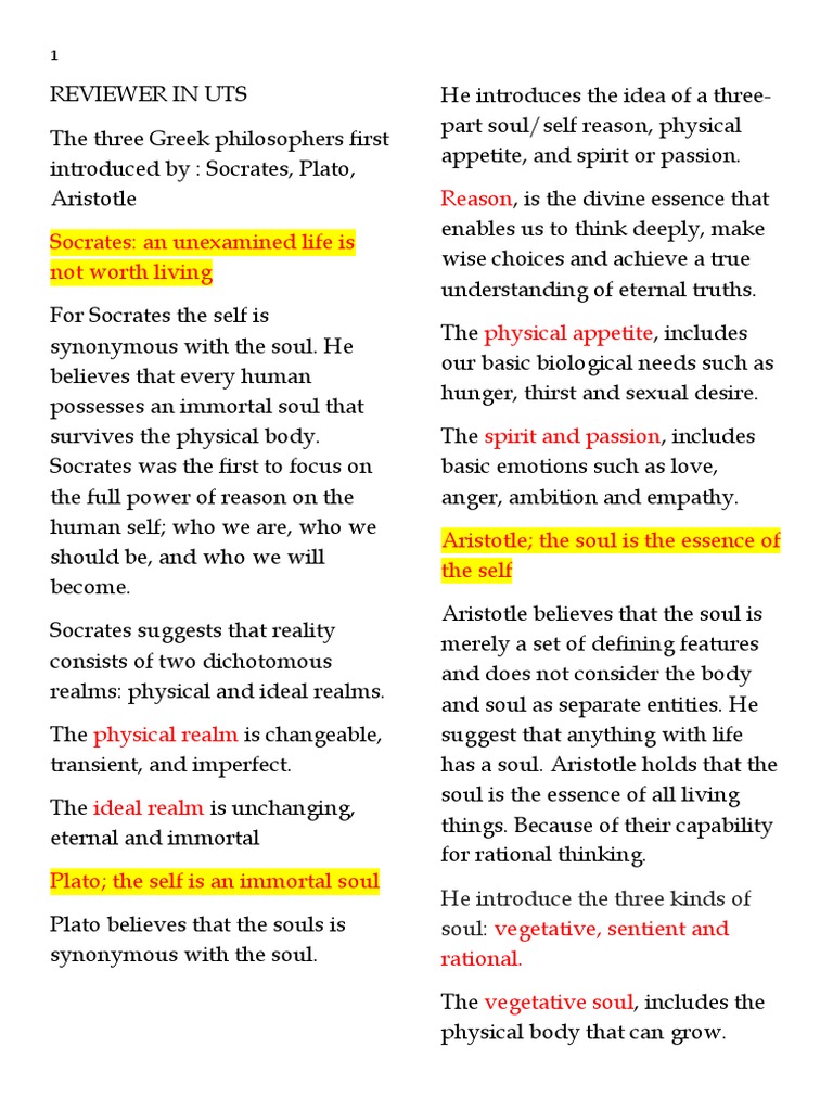 Riviewer in UTS | PDF | Id | Soul