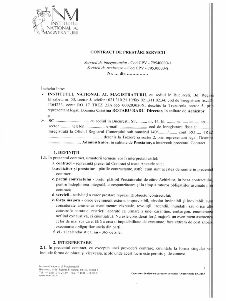 Model Contract Servicii de Interpretariat Si Traduceri | PDF