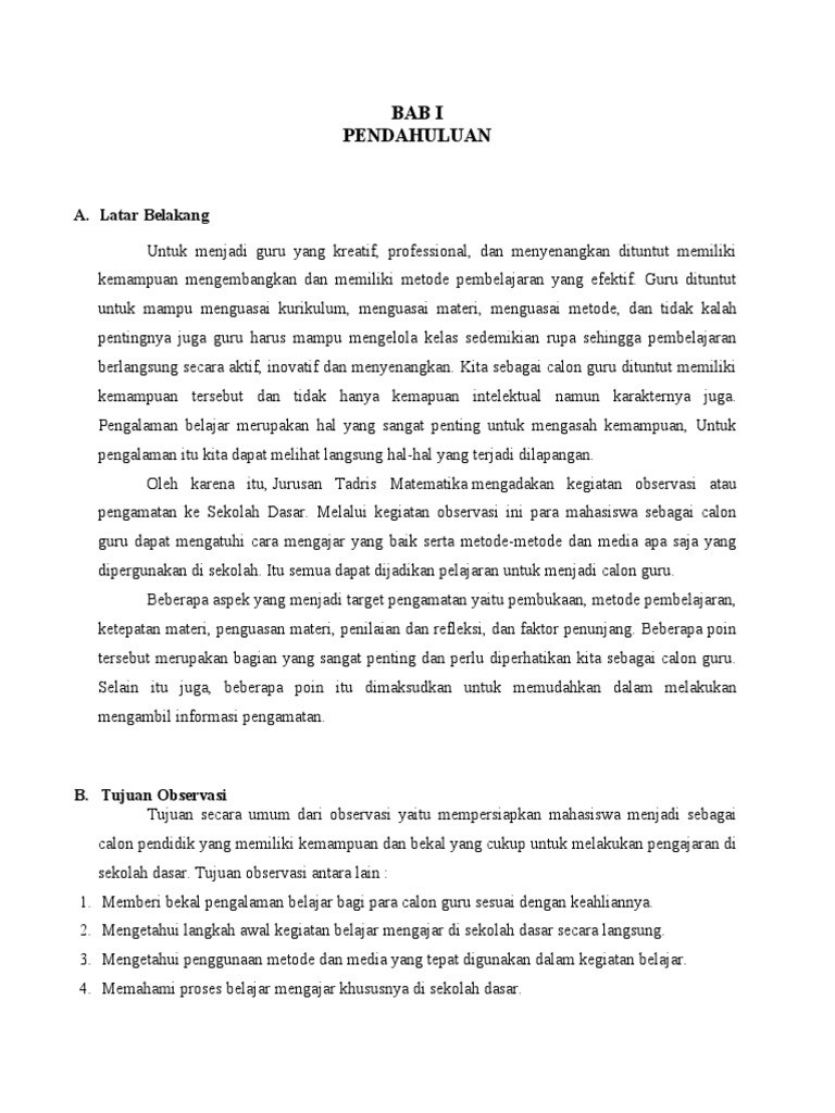 Contoh Laporan Observasi TEFL - Indo | PDF