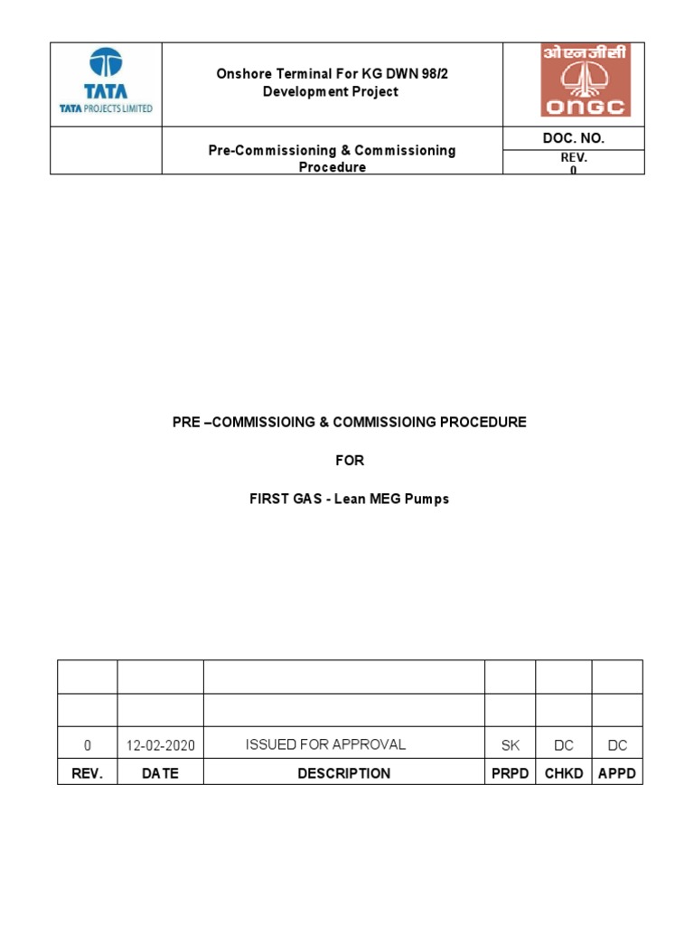 Pre-Commissioning and Commissioning Procedure for Lean MEG Injection ...