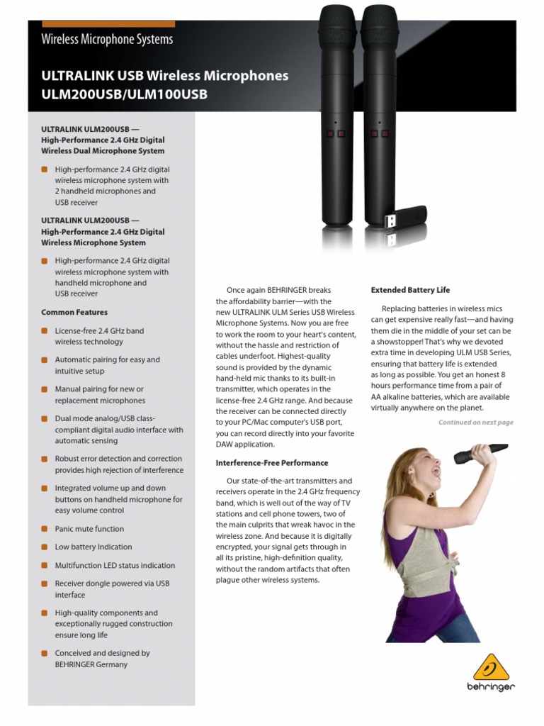 ULTRALINK USB Wireless Microphones ULM200USB/ULM100USB | PDF ...