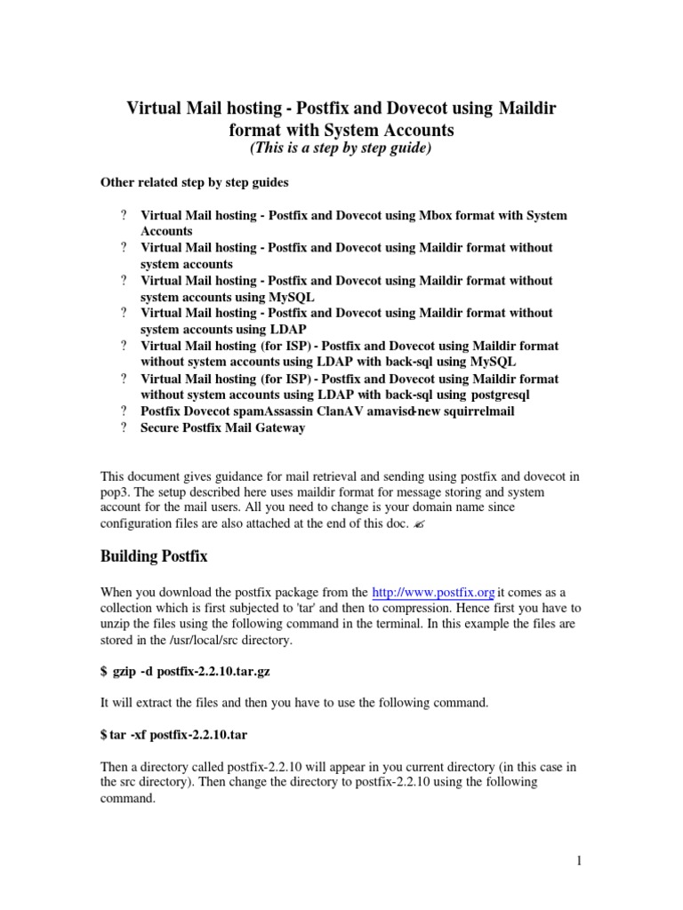 Dovecot Postfix Maildir and System Accounts | PDF | Transport Layer Security | Public Key ...