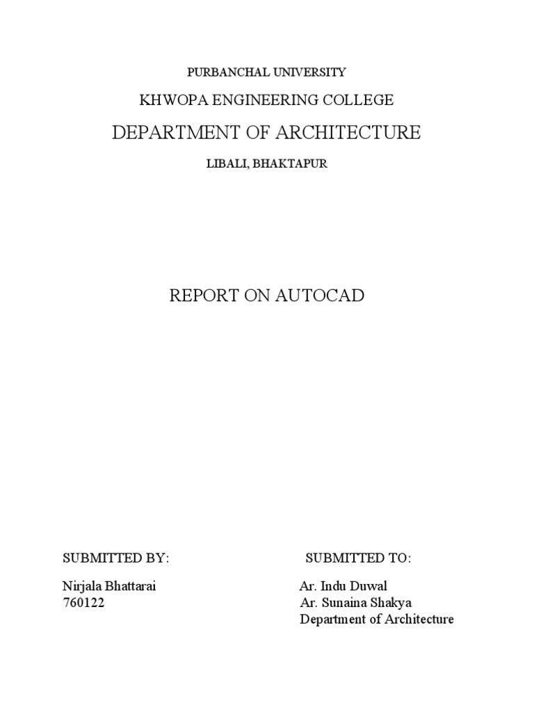 Department of Architecture: Report On Autocad | PDF | Auto Cad | 3 D ...
