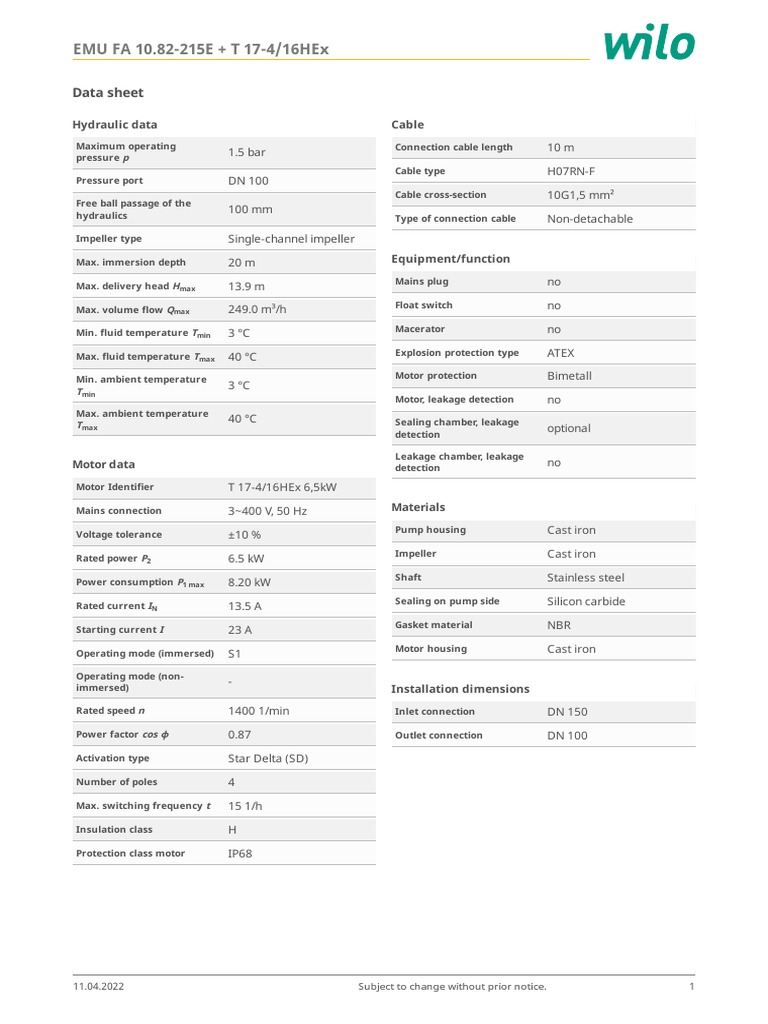 Emu Fa 10 82 215e T 17 4 16hex | PDF | Mains Electricity | Pump