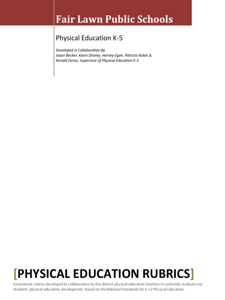 K-5 PE Grading Rubrics | Download Free PDF | Physical Education | Teachers