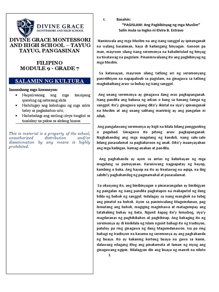 Grade-7 Module-9 Filipino | PDF