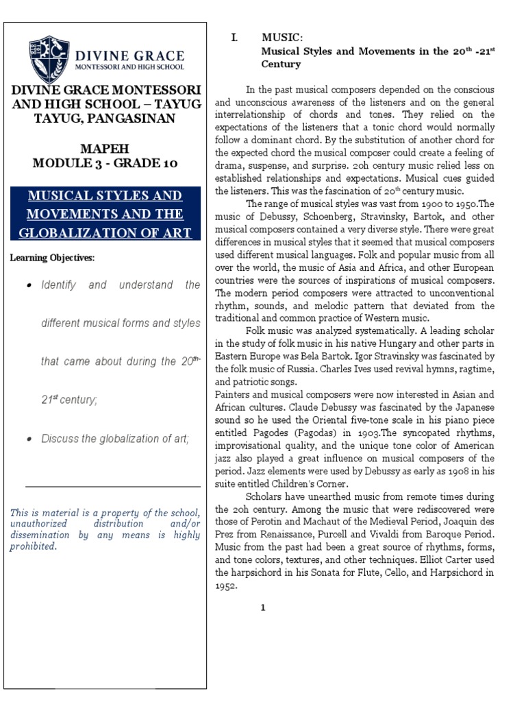 Grade-10 Module-3 MAPEH | PDF | Chord (Music) | Harmony