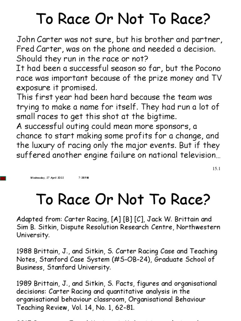 Carter Racing Case Planteamiento | PDF