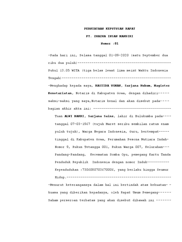 Contoh PKR Pt. Zhazha Insan Mandiri | PDF