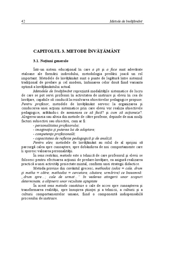 Capitolul 3 Metode Invatamant | PDF