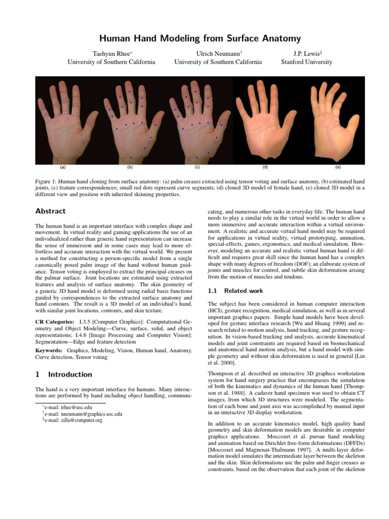 Human Hand Modeling From Surface Anatomy | PDF | Hand | Anatomical ...