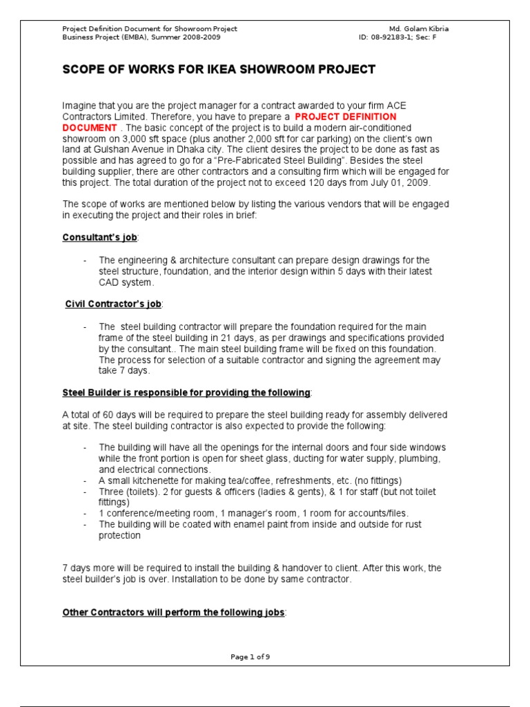 Project Definition Document | PDF | Audit | Risk