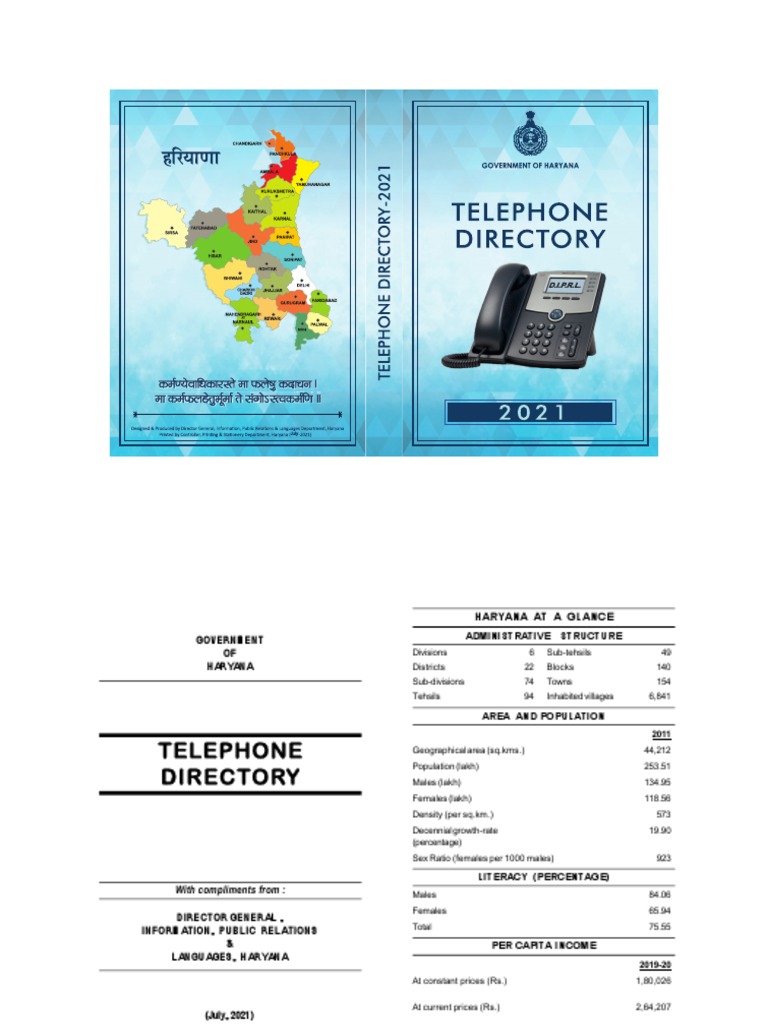 Haryana Telephone Directory 2021 | PDF | Delhi | Government Of India