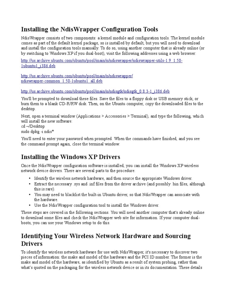 How To Install Windows Drivers in Ubntu | PDF | Device Driver | Computer File