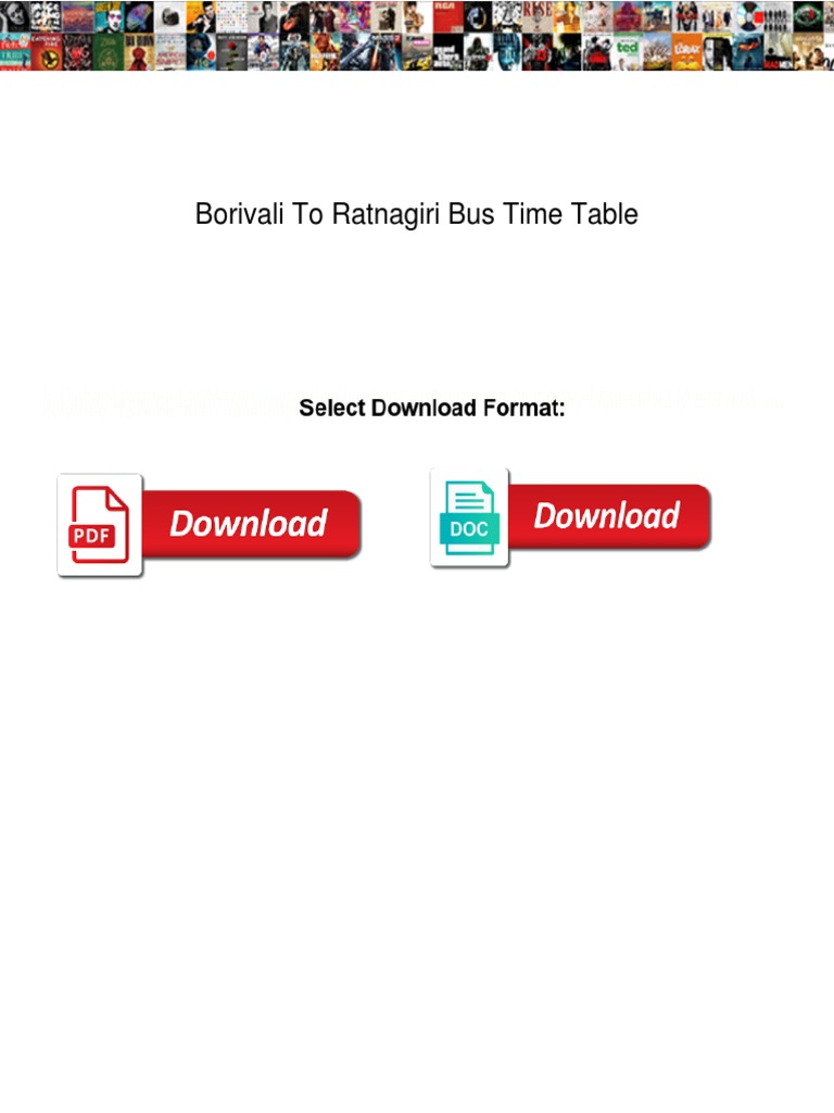 Borivali To Ratnagiri Bus Time Table | PDF | Mumbai | Bus