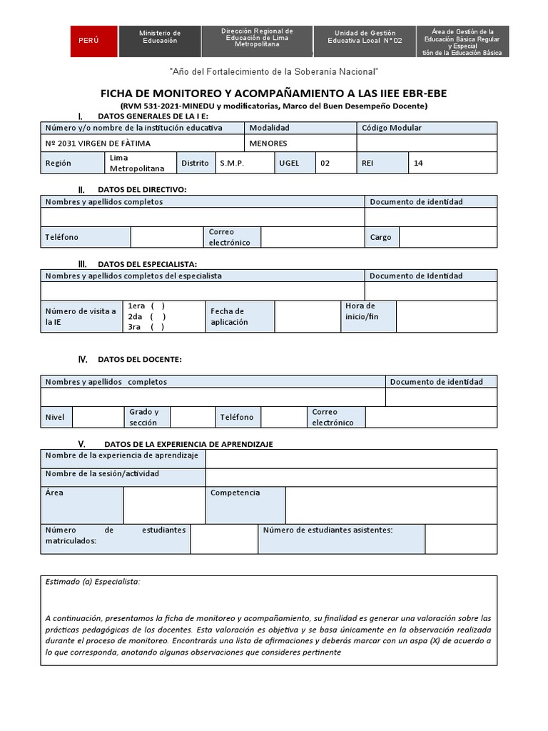 Ficha - de - Monitoreo - 2022-Ugel 02 | PDF | Evaluación | Aprendizaje