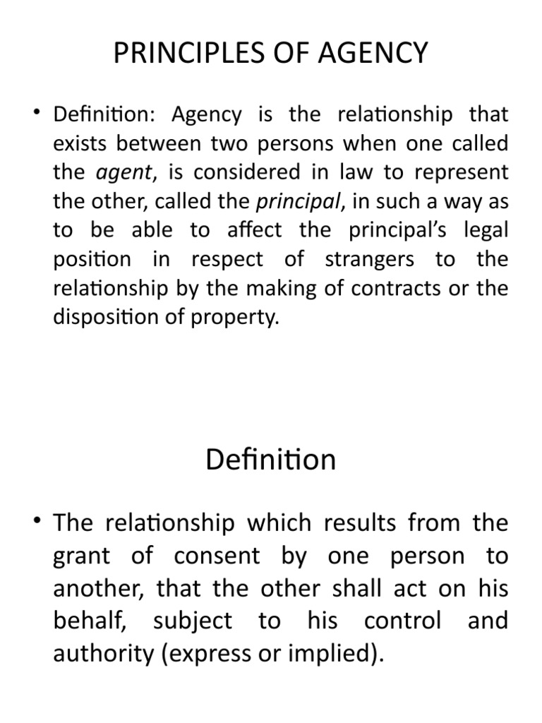 Principles of Agency Law Explained | PDF | Law Of Agency | Legal Liability