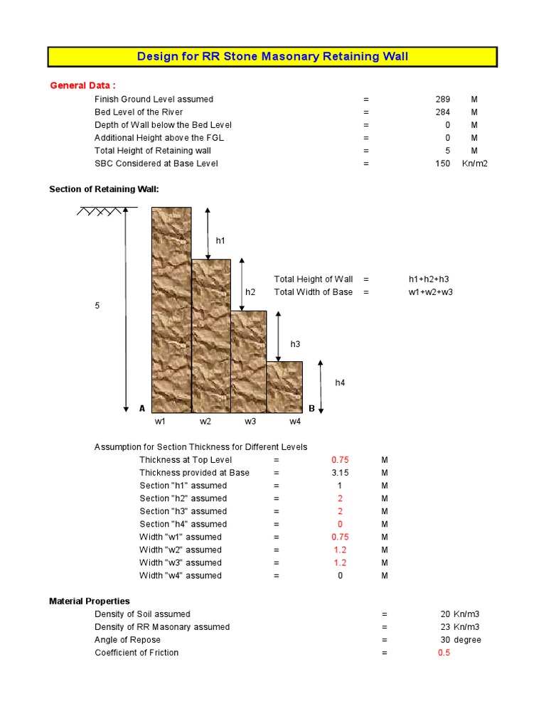 RR Masonry Retaining Wall Design | PDF | Mechanics | Civil Engineering