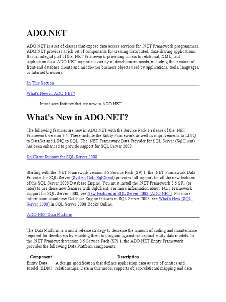 In This Section: Component Description | Download Free PDF | Entity Framework | Language ...