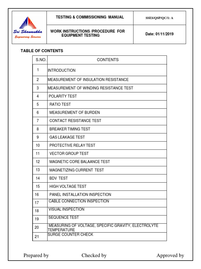 Testing & Commissioning Manual | PDF | Transformer | Electrical ...