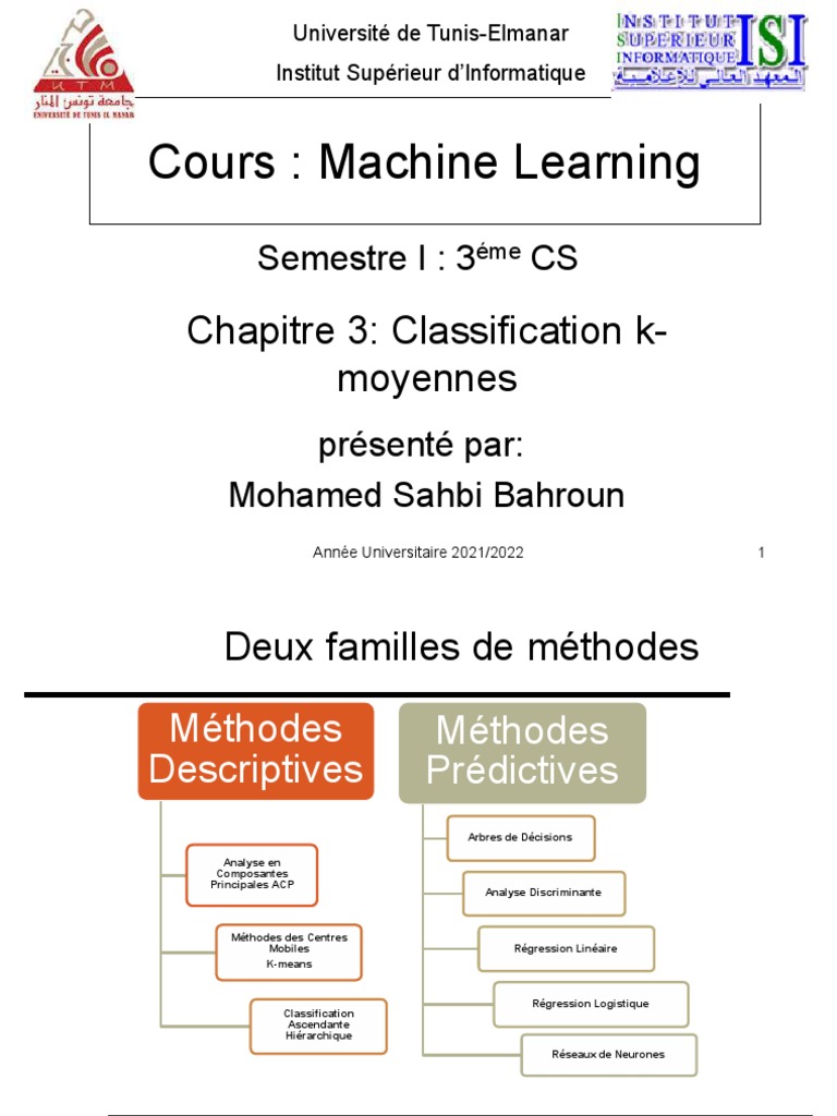 Cours: Machine Learning: Semestre I: 3 CS | PDF