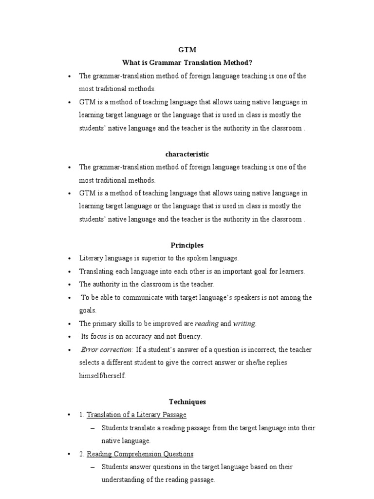GTM and Direct Method | PDF | Language Education | Second Language