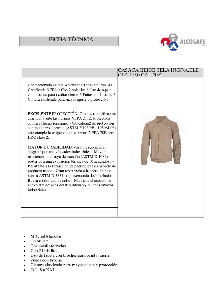 FICHA-TÉCNICA-CASACA-BEIGE | PDF
