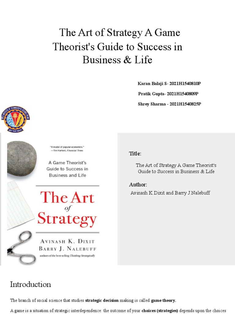 The Art of Strategic Thinking: Game Theory Strategies for Success in ...