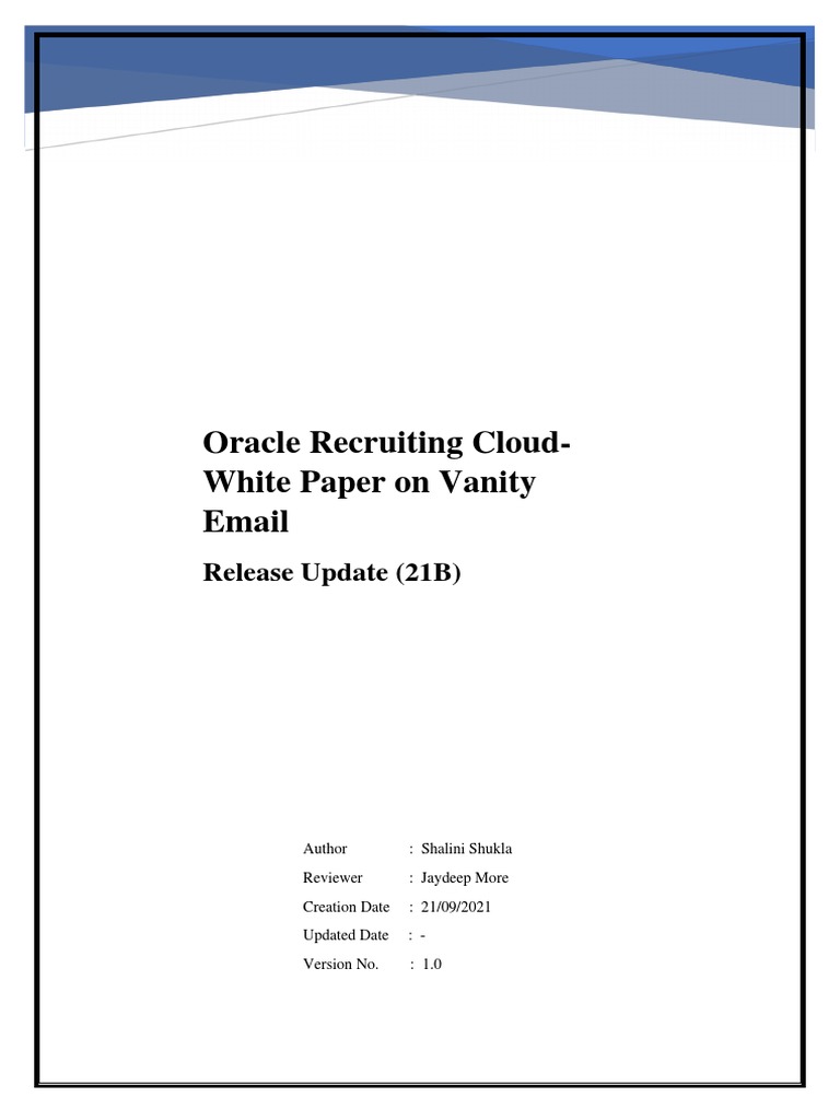 White Paper On Vanity Email (ORC - Release21B) | PDF | Information ...