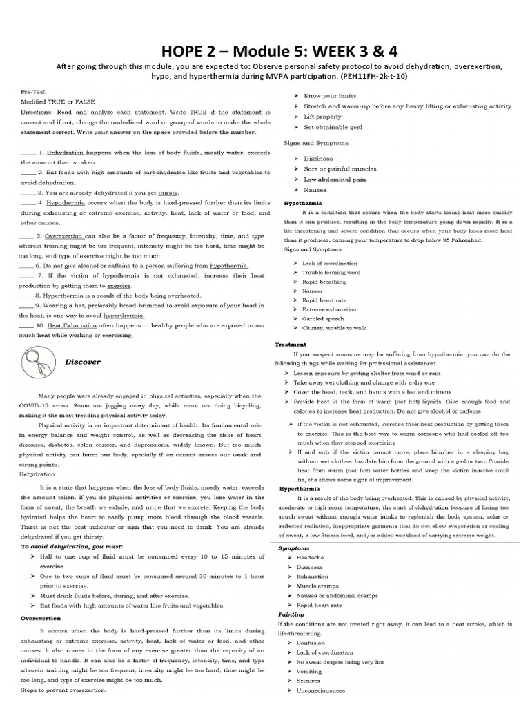 g11 q4 Hope Module 5 | PDF