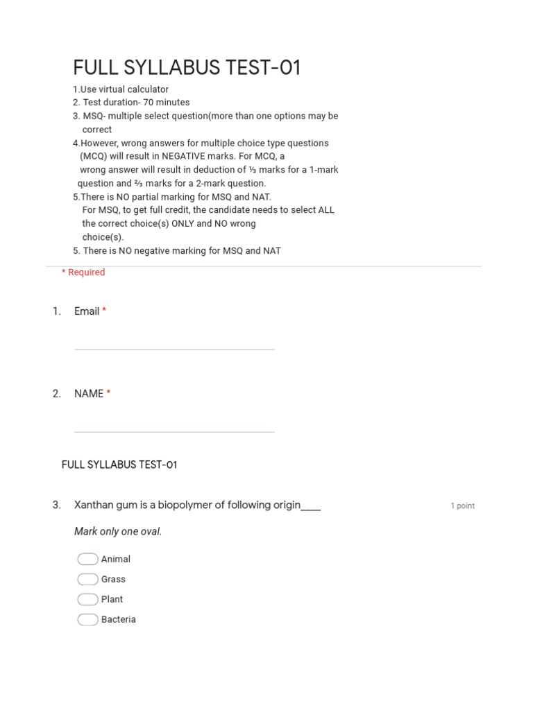 Full Syllabus Test-01 - Xef-Polymer-Gate | PDF | Deformation ...