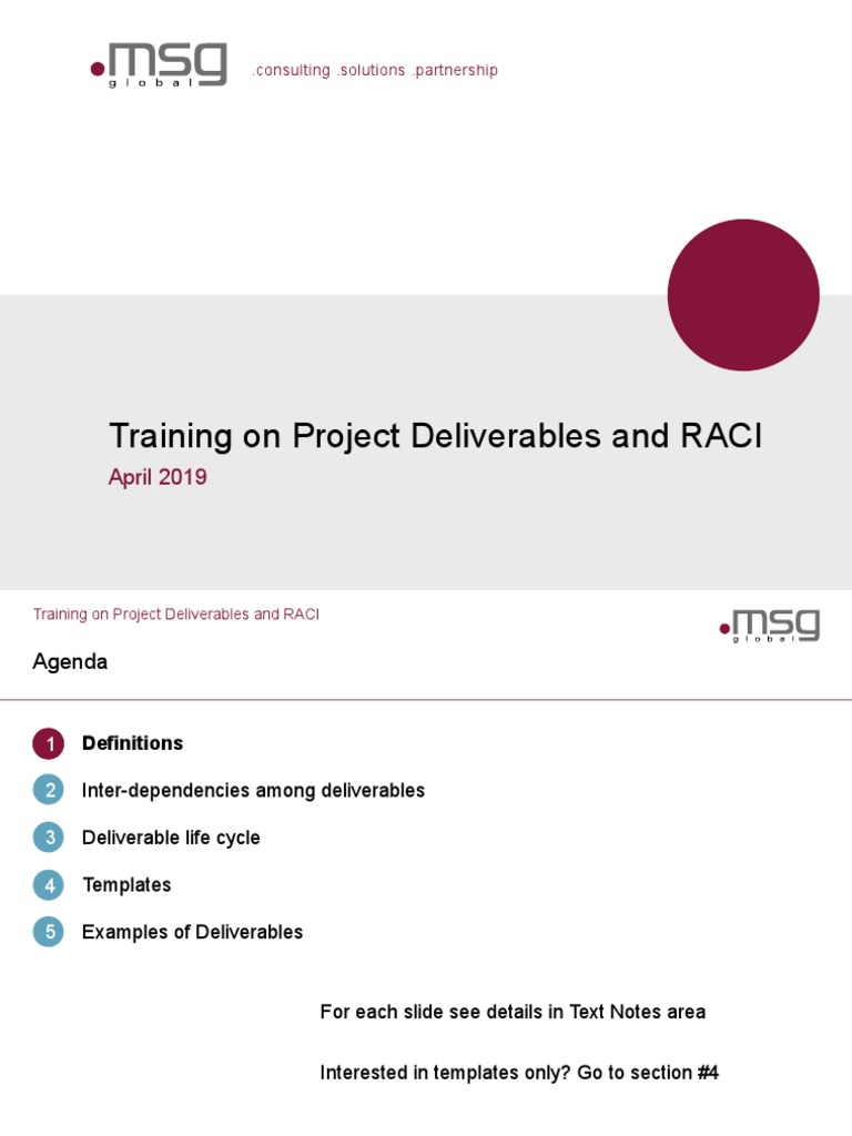 Training On Project Deliverables and RACI: April 2019 | PDF | Product ...