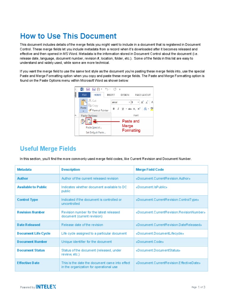 Using Merge Field Codes in Documents | PDF | Metadata | Microsoft Word